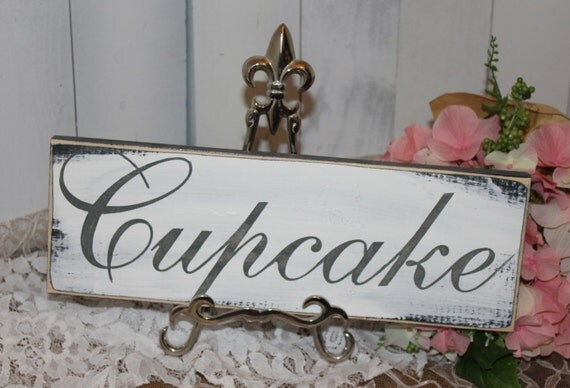 Items similar to Cupcake Sign/Shelf Sitter/cupcake Decor/Gray/Cupcake ...