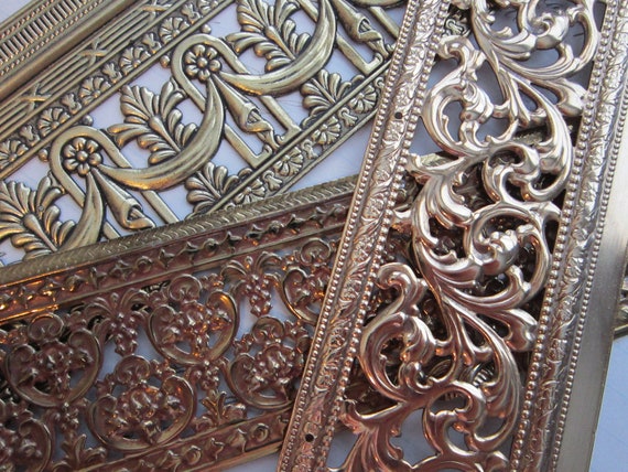 vintage embossed metal strips salvaged lot 1
