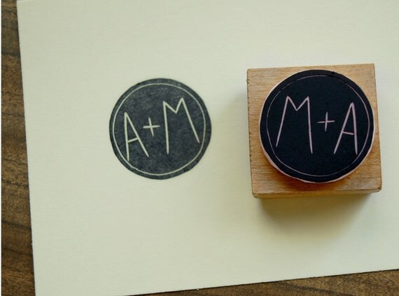 Custom Couple's Initial Stamp 1.5 inch Personalized