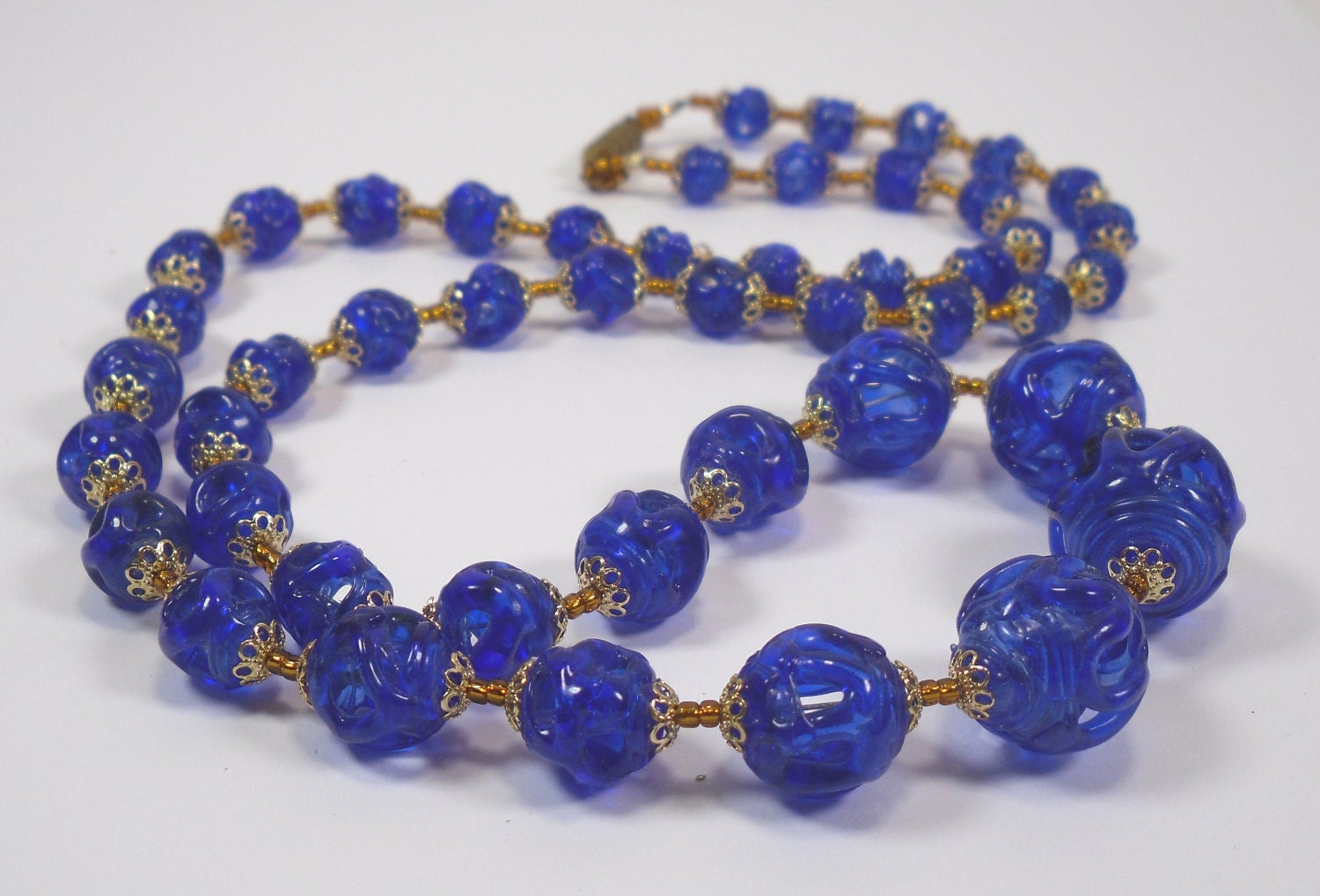 Intense Blue Restrung and remodelled Vintage Bohemian Cobalt Blue Spun ...