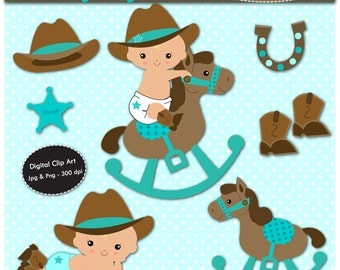 Instant Download Baby Cowboy Digital Clip Art Web Design, Card Making ...