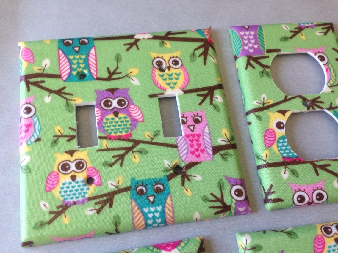 Owl Light Switch Cover / Pink Owls Nursery by COUTURELIGHTPLATES