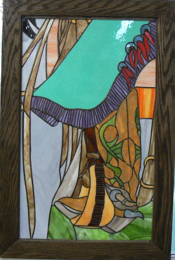 Items similar to Colorful Stained Glass Panel - Western Boots and Chaps ...