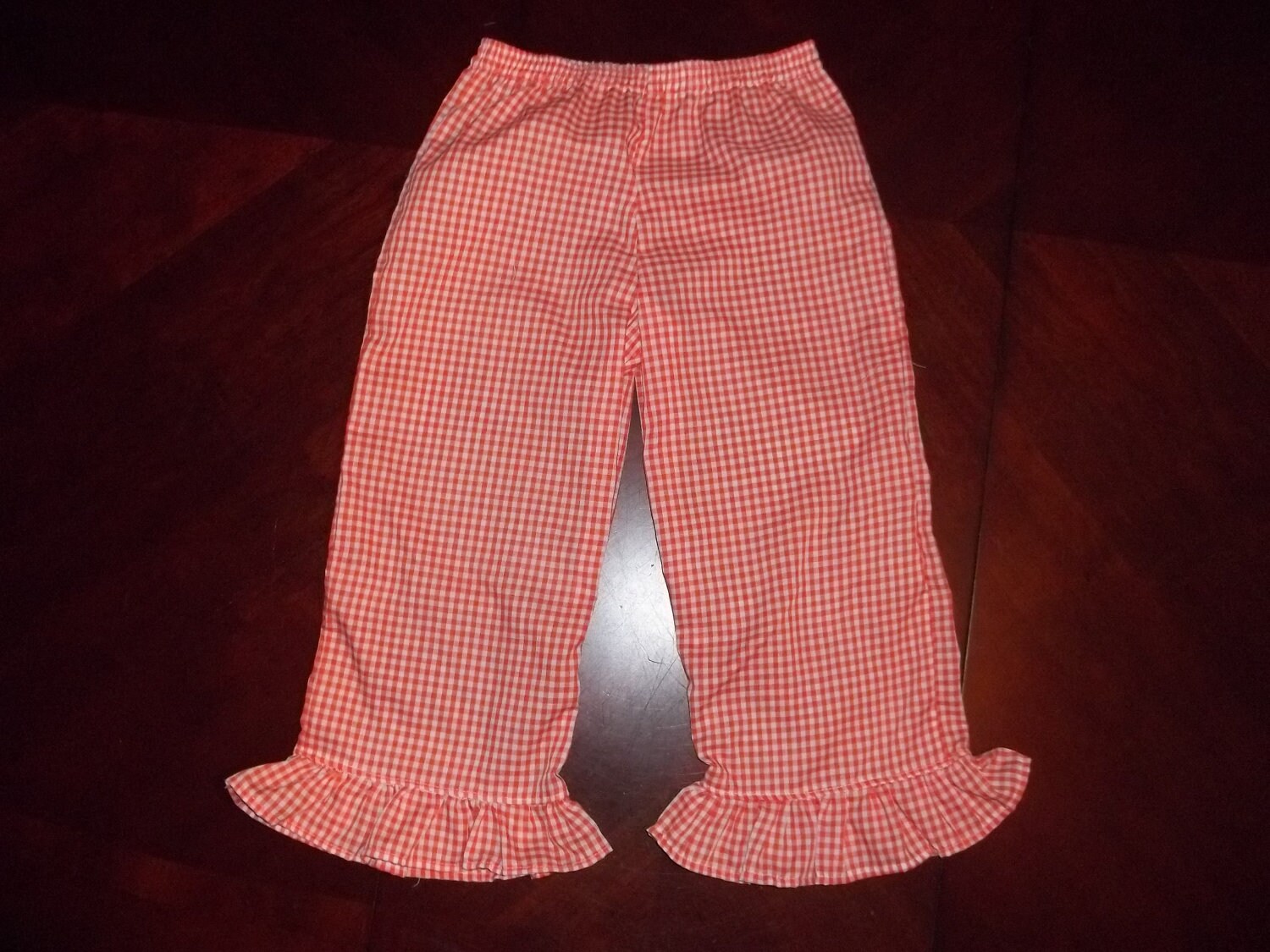 Girl's Toddler 1/8 Gingham Check Pants with Ruffled