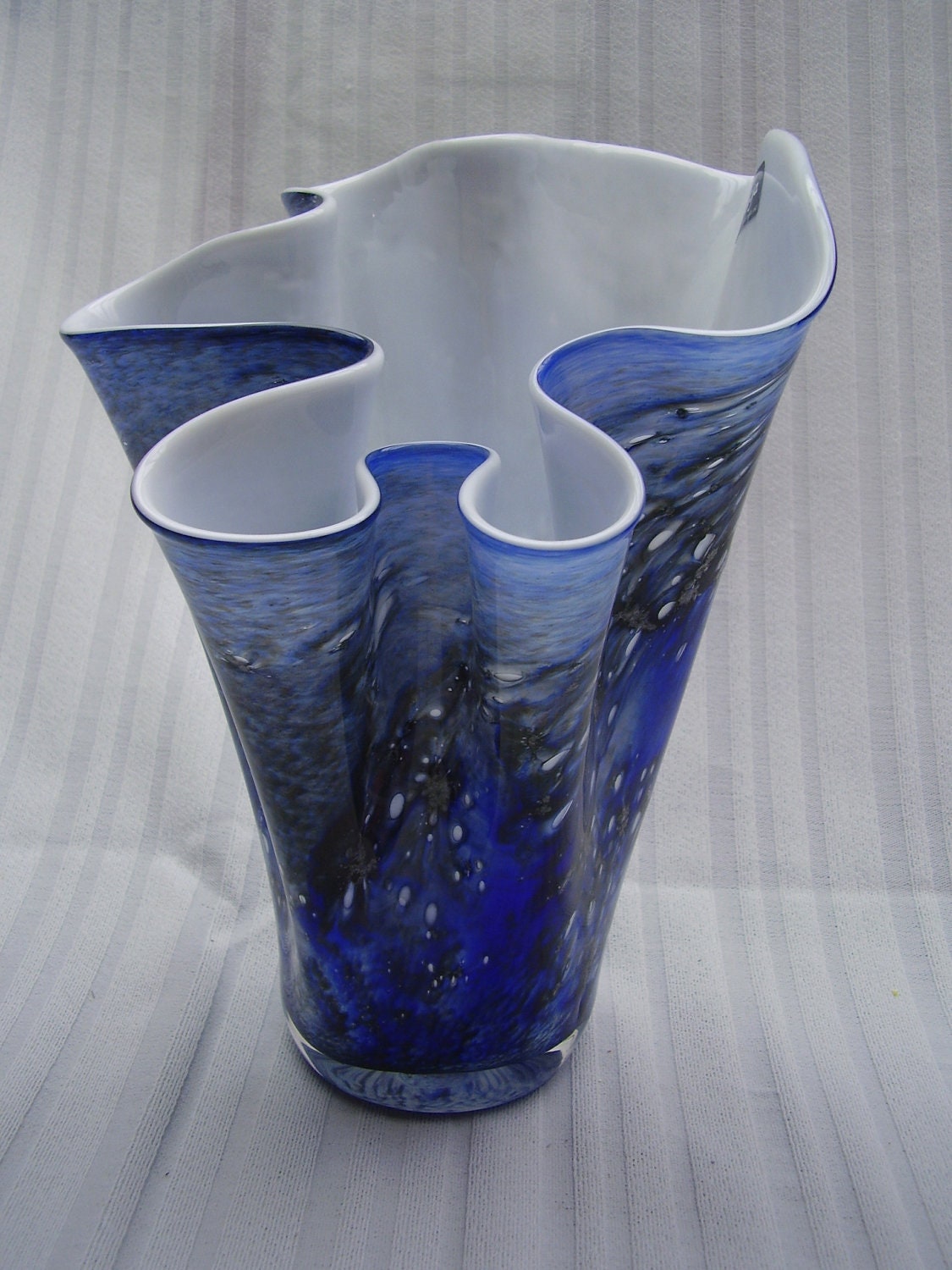 Alicja Blue Glass Vase Handmade In Poland New With Label