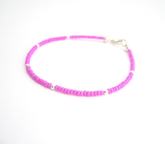 Hot Pink Layering Bracelets Friendship Bracelets UK Beaded