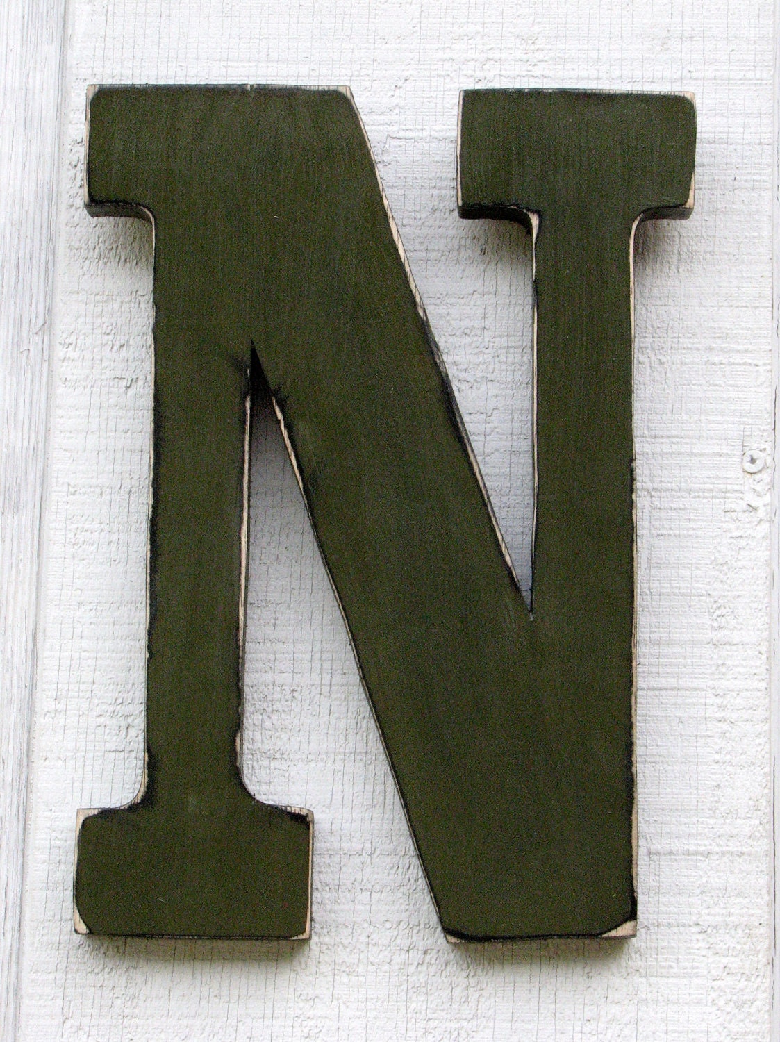 Uppercase Wall Hanging Rustic Wooden Letter N Distressed