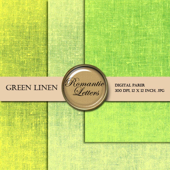 Sale 60% Green Linen digital paper pack digital scrapbook