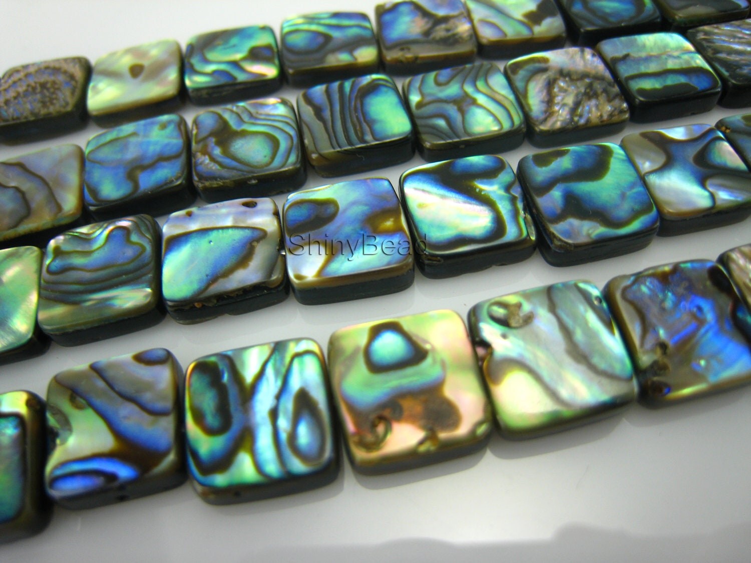 abalone shell flat square bead 12x12mm 15 inch strand | ShinyBead ...