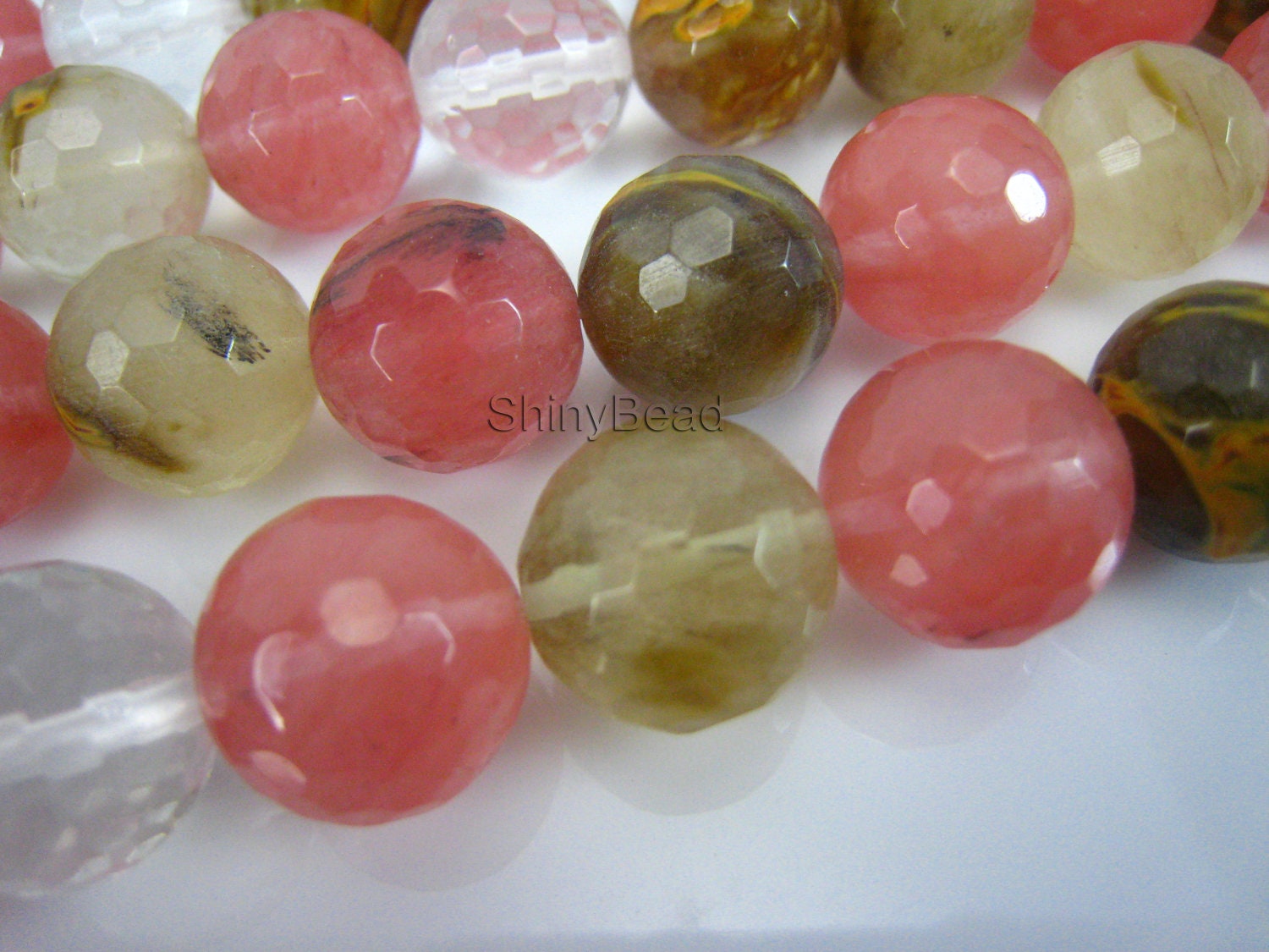 fire cherry quartz faceted round 14mm 15 inch strand | ShinyBead ...