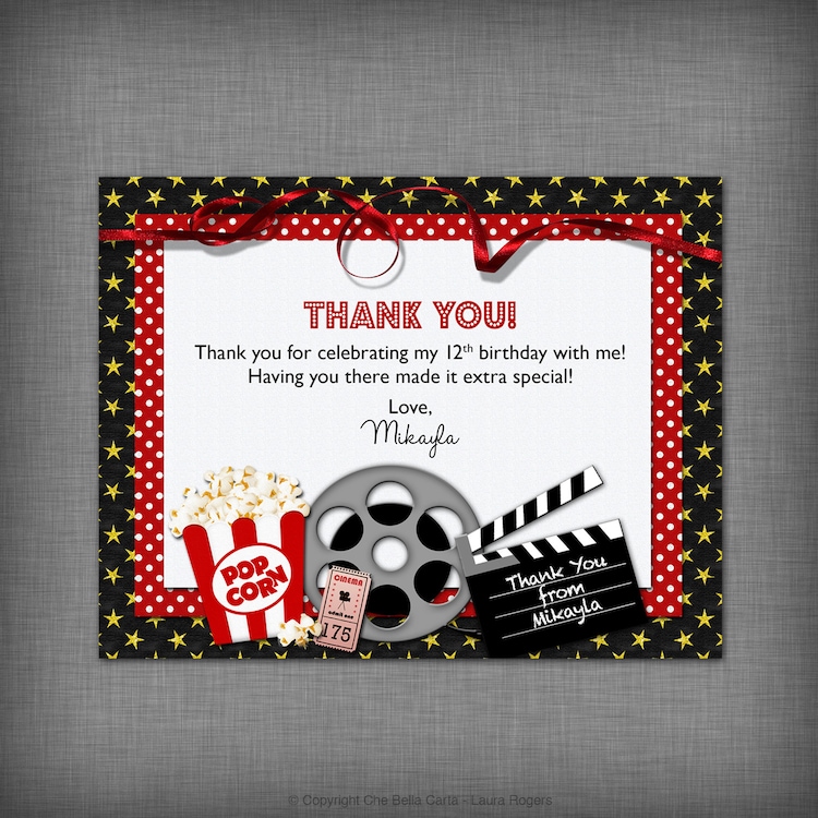 Movie Theme Thank You Card by CheBellaCarta on Etsy