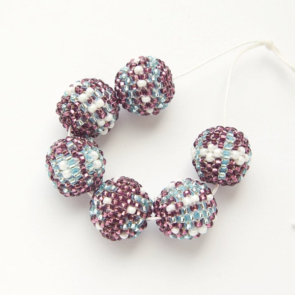 Lilac, light blue and white handmade beaded beads – Etsy finds