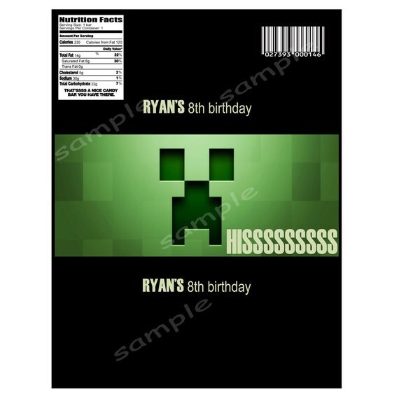 Items similar to MINECRAFT Personalized Chocolate Bar Wrapper ...
