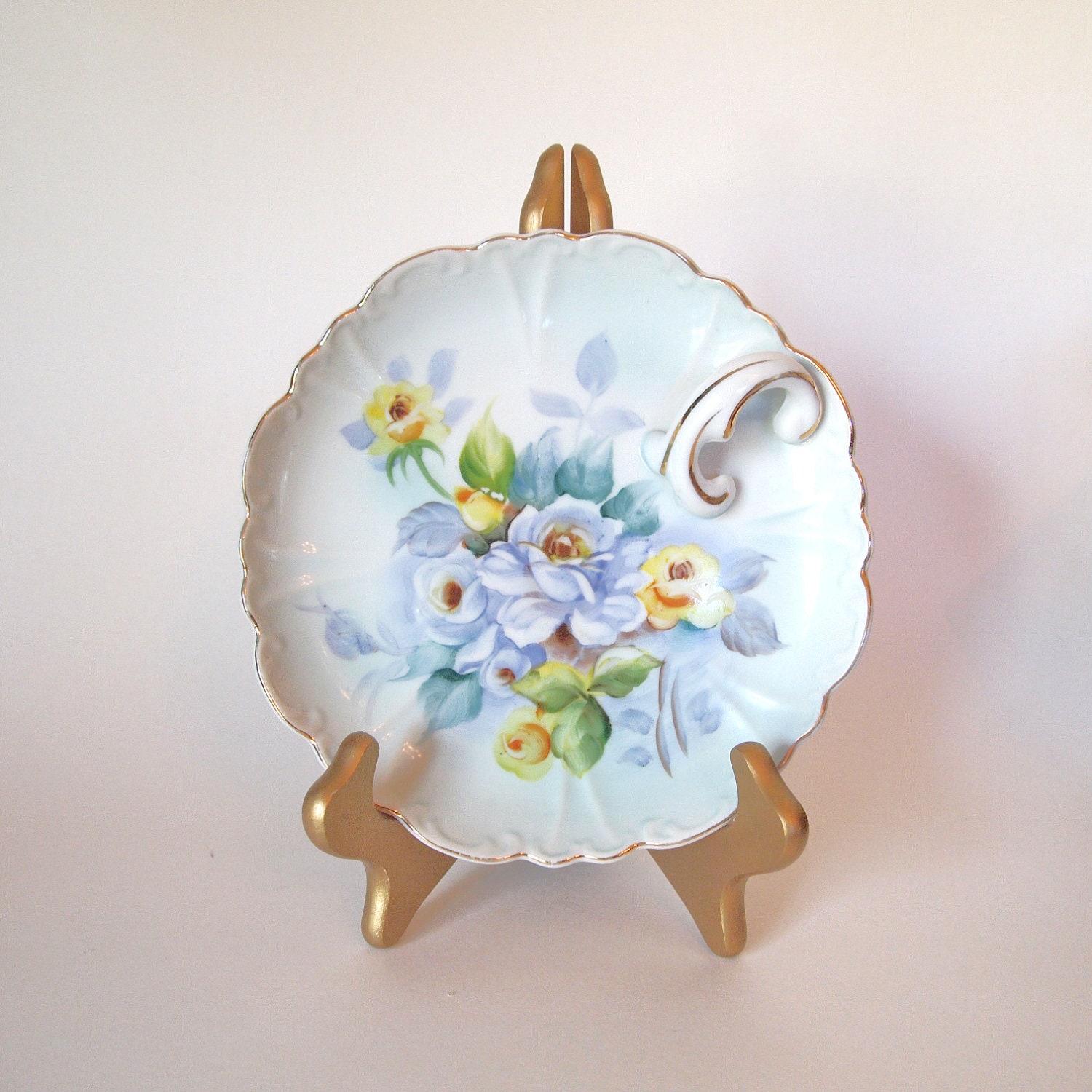 Vintage China Finger Plate Lemon Dish Cabinet Plate Hand Painted Blue ...