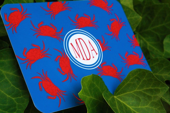 Customized Crab Monogrammed Stationery: Set of 12