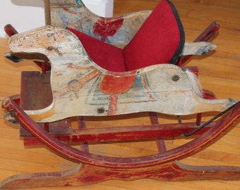 Red rocking horse | Etsy