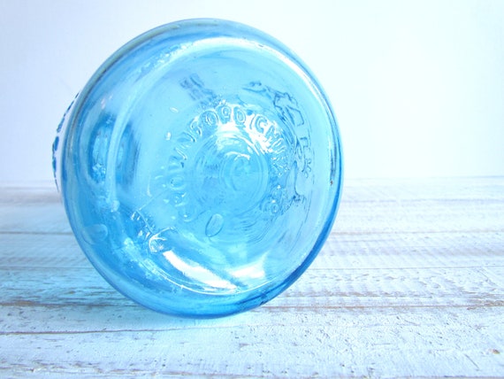 Gorgeous Vintage Blue Glass Milk Bottle One Quart