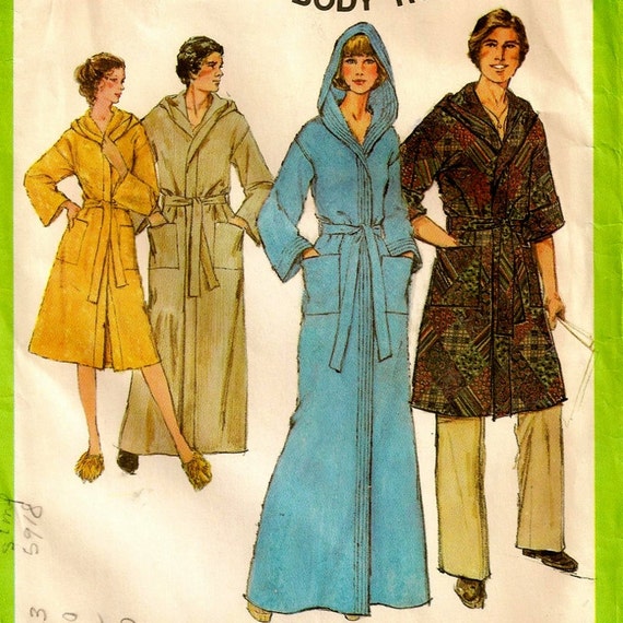 Unisex Hooded Robe Pattern Size Small Chest or Bust