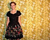 Items similar to 1950s Black Lacey Floral June Carter Dress on Etsy