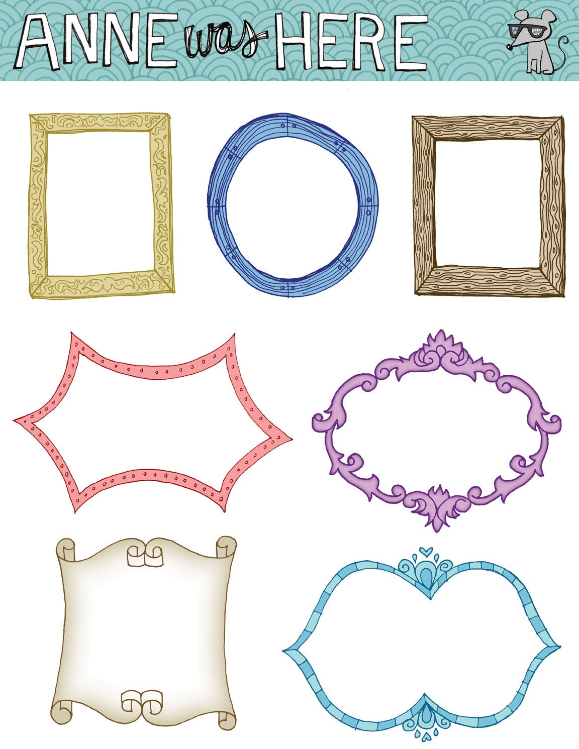 Items similar to Illustrated Fancy Doodle Frames - Digital Clip Art on Etsy