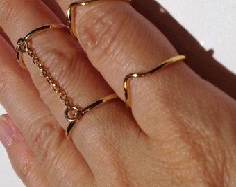 Items similar to Chain Ring - New Knuckle Ring - Body Jewelry - Double ...