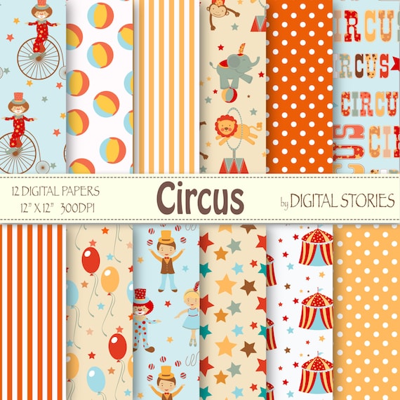 Circus Digital Paper CIRCUS Circus Patterns for