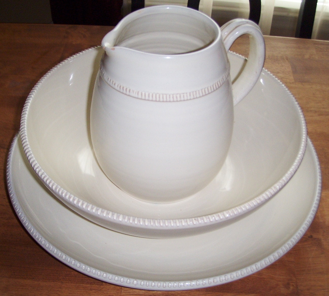 Rare Vintage Pier 1 Imports Decorative Antique White Pitcher Bowl and ...