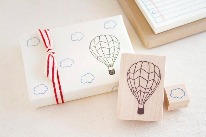 Hot Air Balloon and Little Cloud Rubber Stamp Set – Up, Up and Away ...