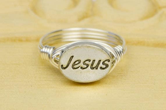 Jesus Ring Sterling Silver Filled Wire Wrapped Ring with