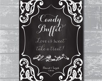 Custom Chalkboard Candy Buffet Sign DIY Wedding Poster Printable... BLACK