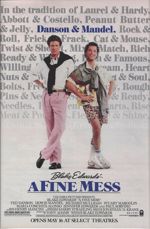 1986 Magazine Movie Ad for A Fine Mess Starring