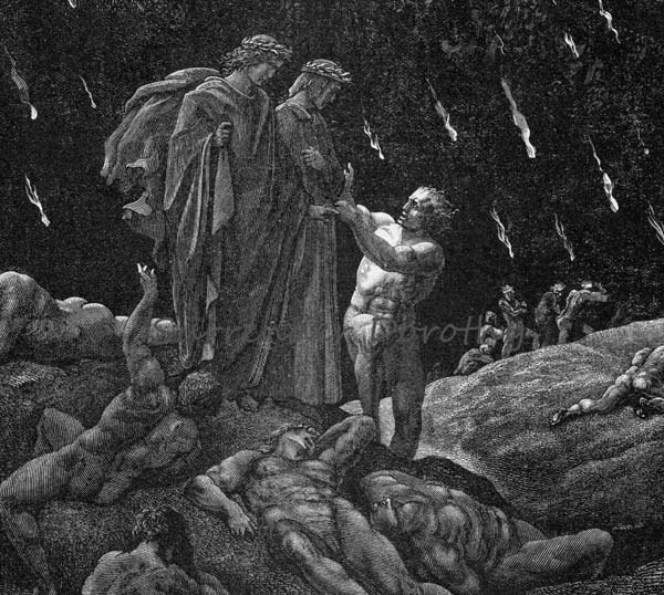 Brunetto Latini Accosts Dante Inferno Canto 15 Vintage