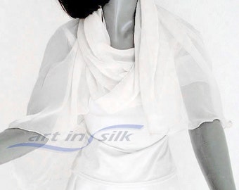 Large White Square Scarf Pure White Bridal Shawl Light Ivory
