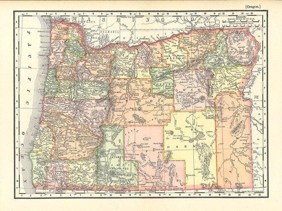 old map of Oregon ...from 1904......instant by artdeco on Etsy