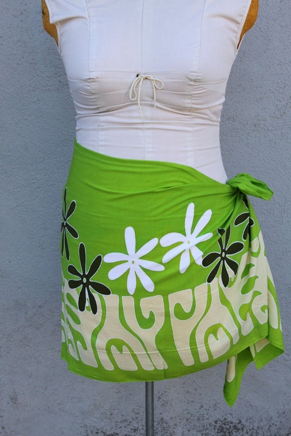 Premium Tahitian pareo tattoo tiare design half pareo