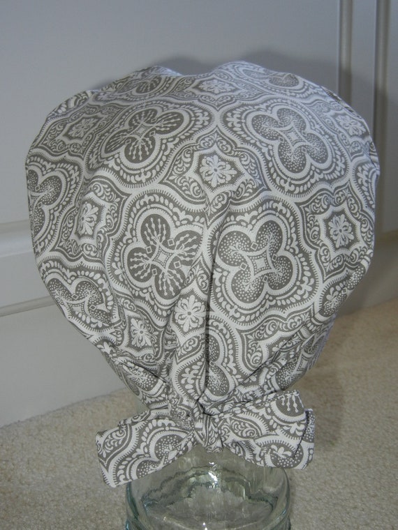 Tie Back Surgical Scrub Hat in Silver Linings