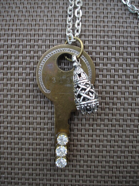Items similar to Key Pendant Necklace with Bling on Etsy