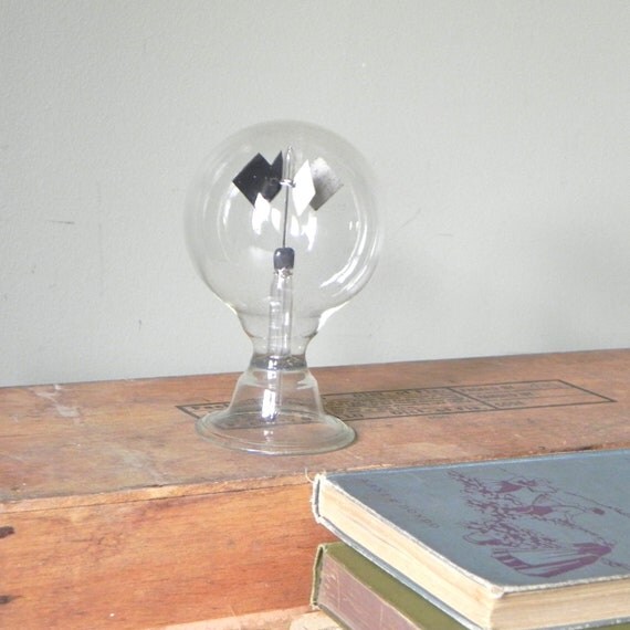 Vintage solar radiometer light bulb with black and white flags