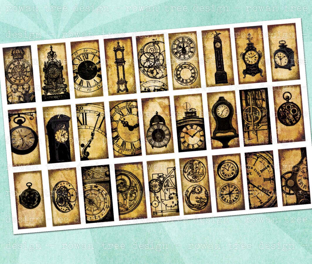 CLOCKS & CLOCK PARTS Digital Collage Sheet by rowantreedesign