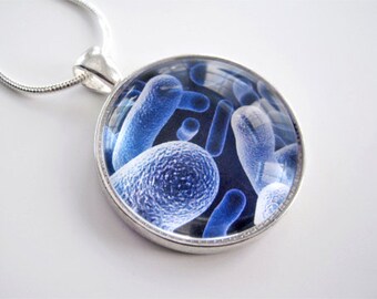 Under The Microscope - Good Bacteria - science glass pendant