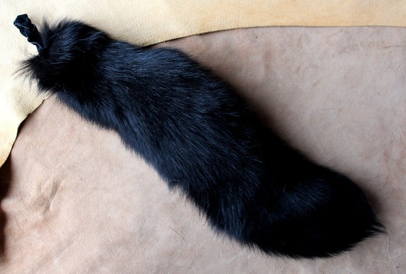 Fox tail real eco-frendly dyed black Arctic fox by thegreenwolf