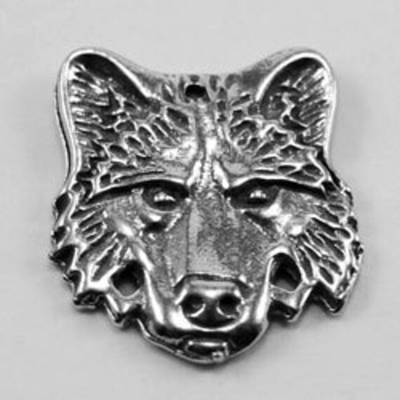Wolf Head pendant 1 bail Australian Pewter AF311