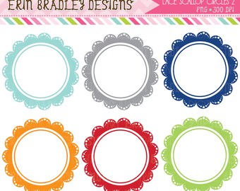 Scalloped Boxes Clipart Graphics Commercial by ErinBradleyDesigns
