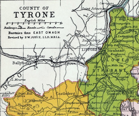 1899 Antique Map of County Tyrone Ireland by bananastrudel
