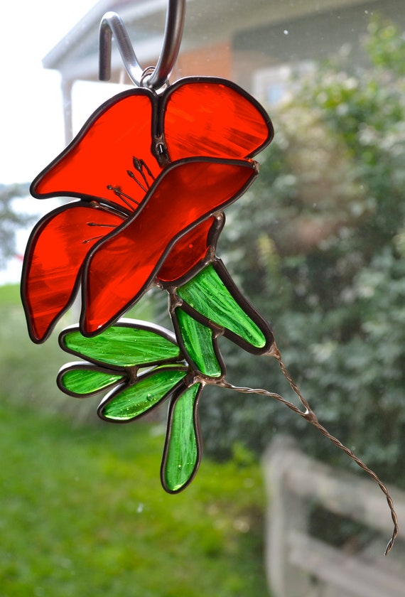 California Poppy Stained Glass Suncatcher