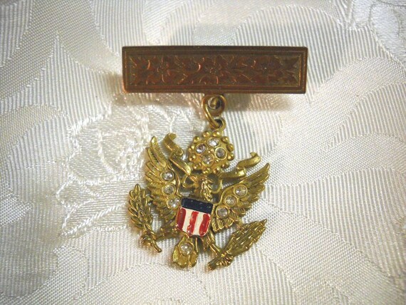 Vintage WWII Military Pin Brooch with Eagle by theprimitiveroom