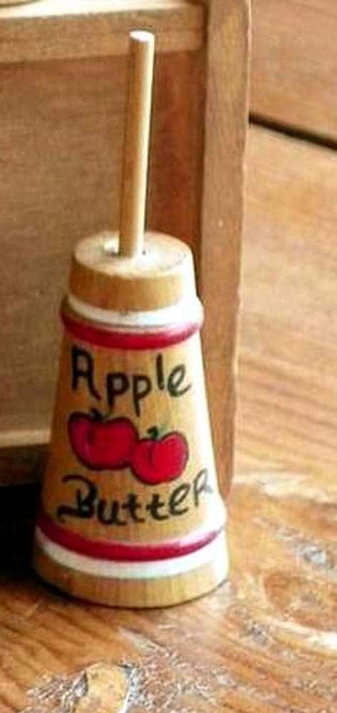 Vintage Miniature Wooden Hand Painted Apple Butter Churn.. Dollhouse ...