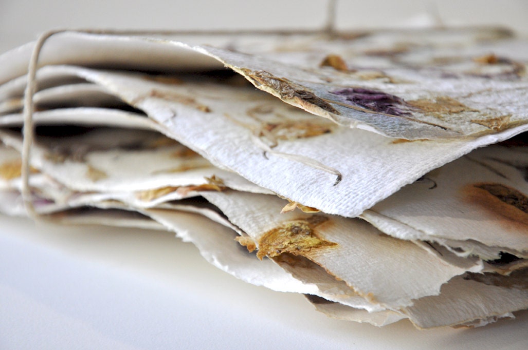 Handmade Recycled Paper with Flower Petals by TerraBellusPaperCo
