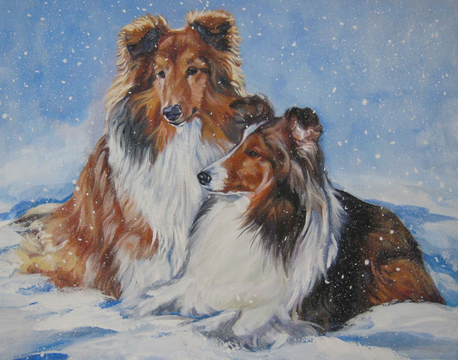 Shetland Sheepdog SHELTIE dog art canvas PRINT of LAShepard