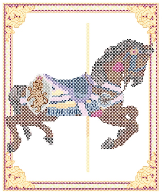Carousel Horse Cross Stitch Pattern Philadelphia Toboggan Co., King's ...
